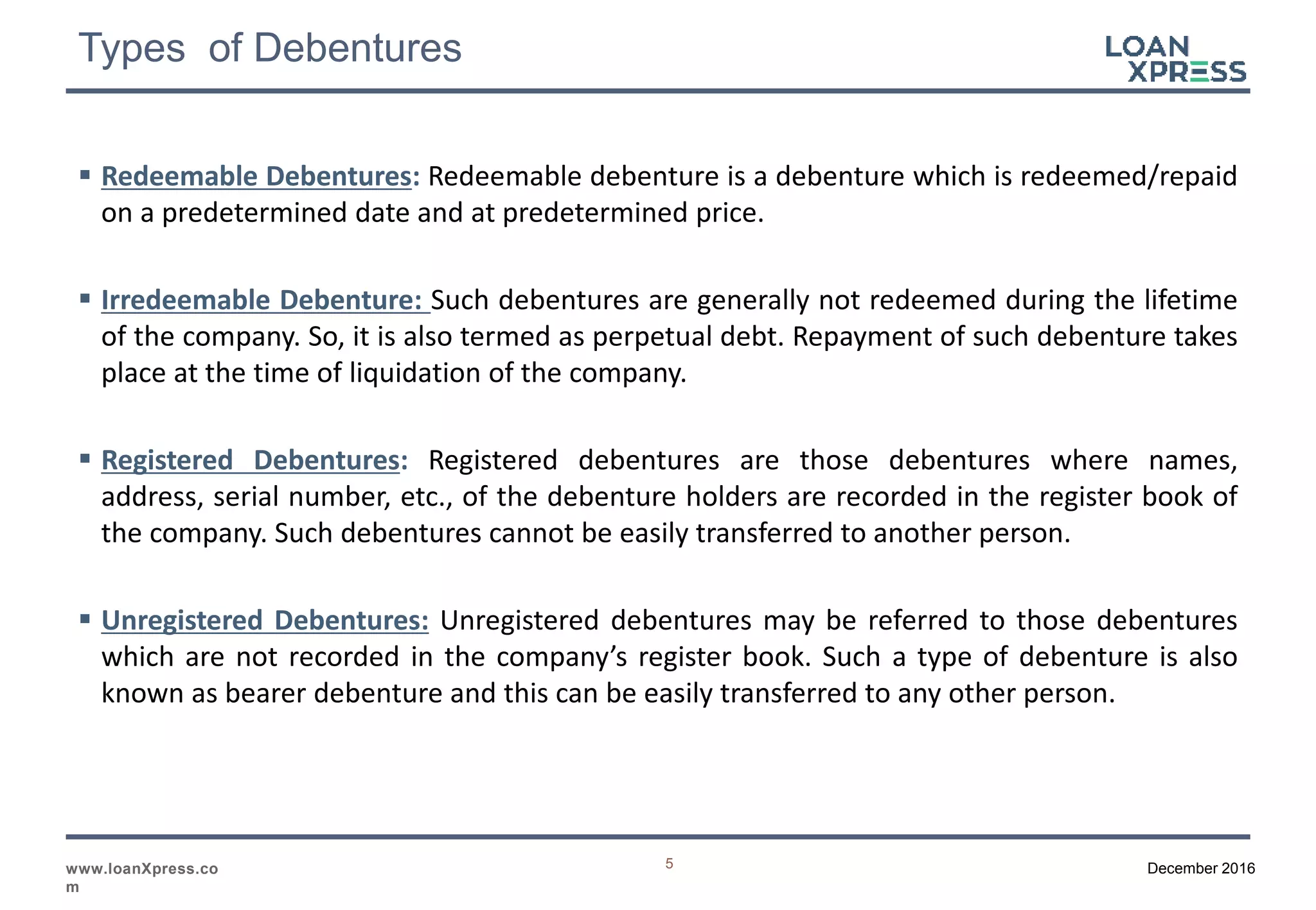 Introduction to Debentures | PPTX