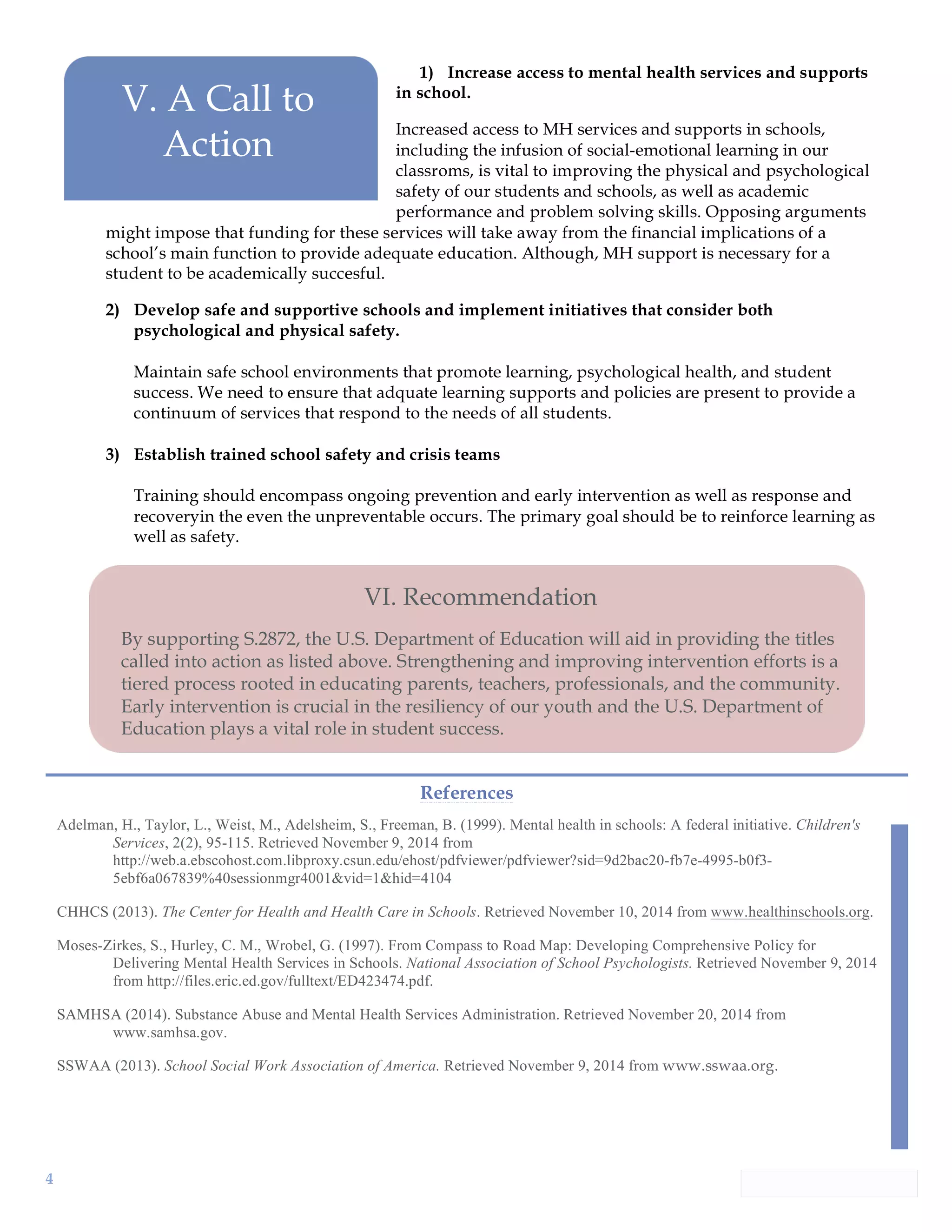 Mental Health in Schools: A Policy Brief | PDF