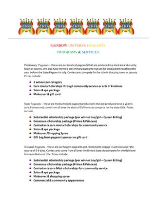 Rainbow Universe Pageants Programs & Services | PDF