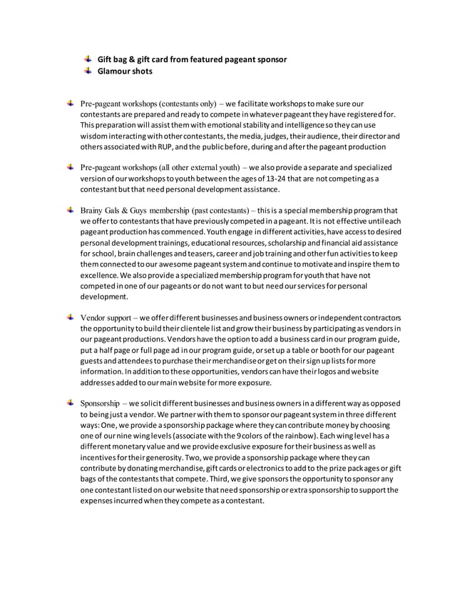 Rainbow Universe Pageants Programs & Services | PDF