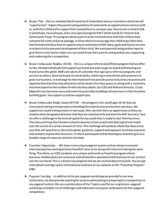 Rainbow Universe Pageants Programs & Services | PDF