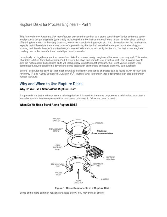 Rupture Disks for Process Engineers | PDF