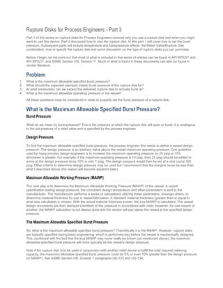 Rupture Disks for Process Engineers | PDF