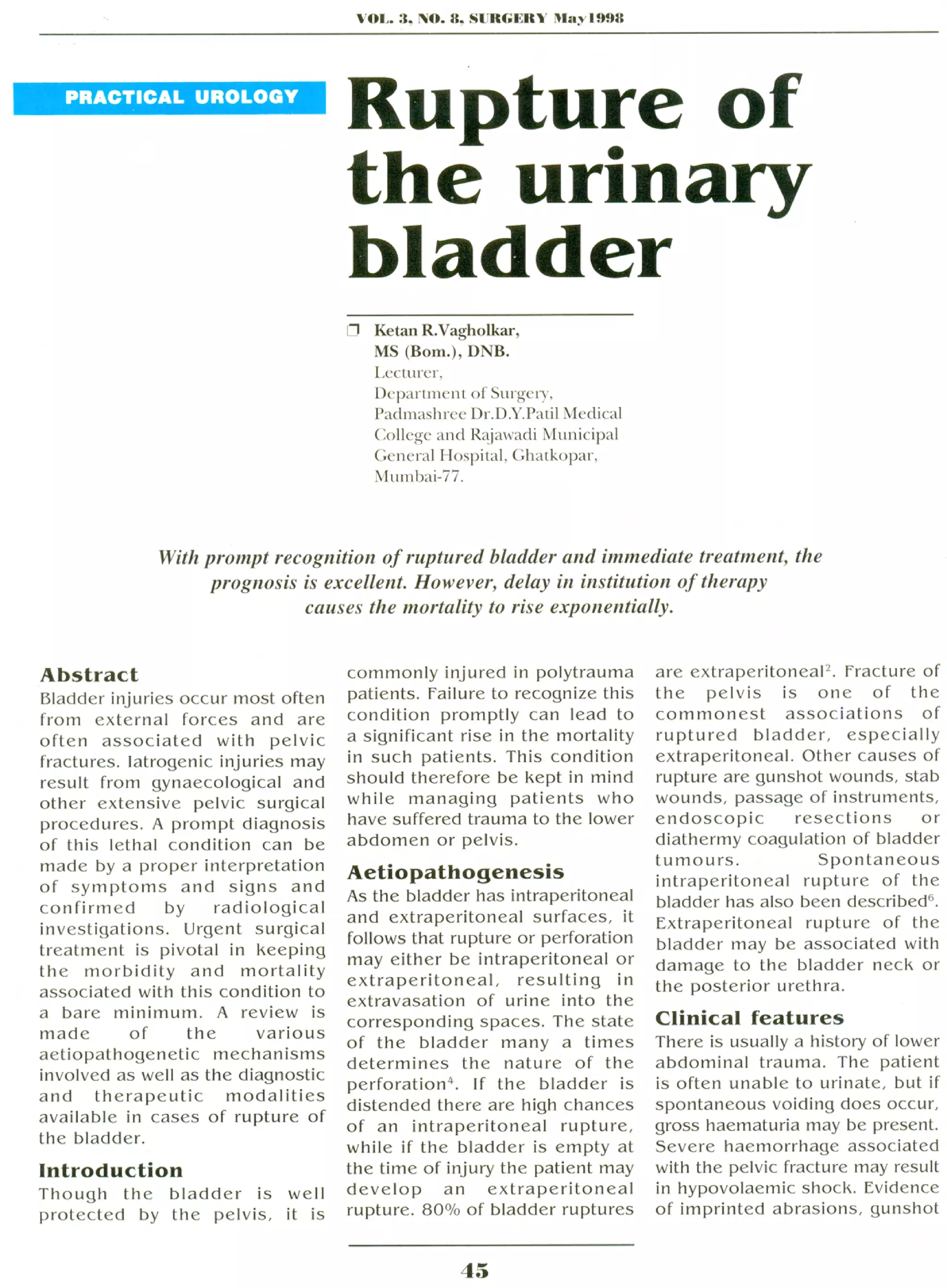 Rupture of the urinary bladder | PDF | Surgery | Medical Health