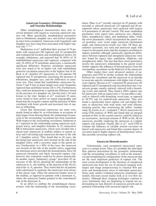 Rupture Risk Based On Anatomical And Morphological Factors | PDF