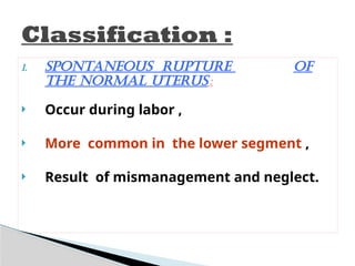 rupture of uterus and nursing management | PPTX