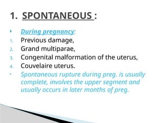 rupture of uterus and nursing management | PPTX