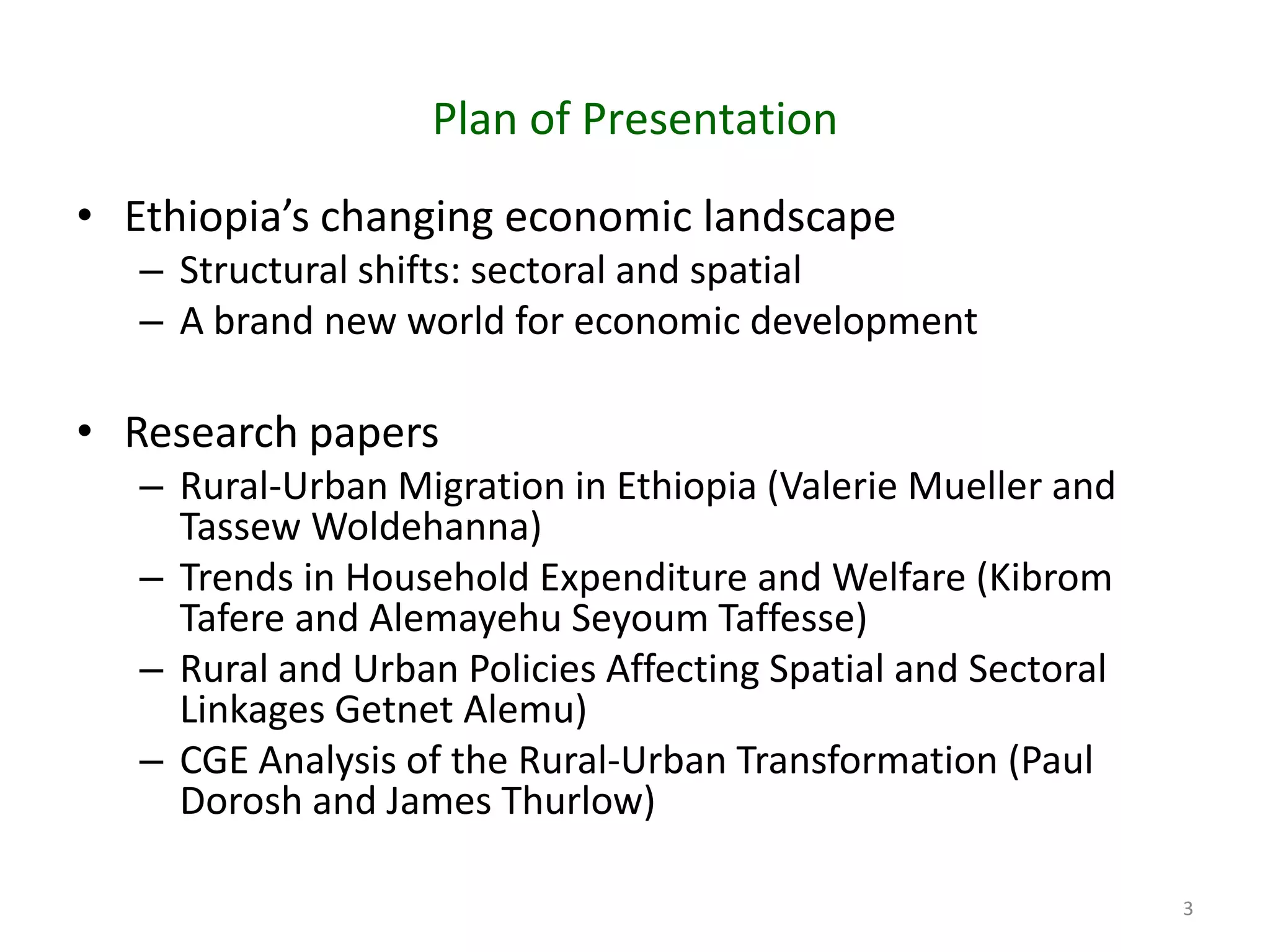 Rural-Urban Transformation in Ethiopia - Implications for Development ...