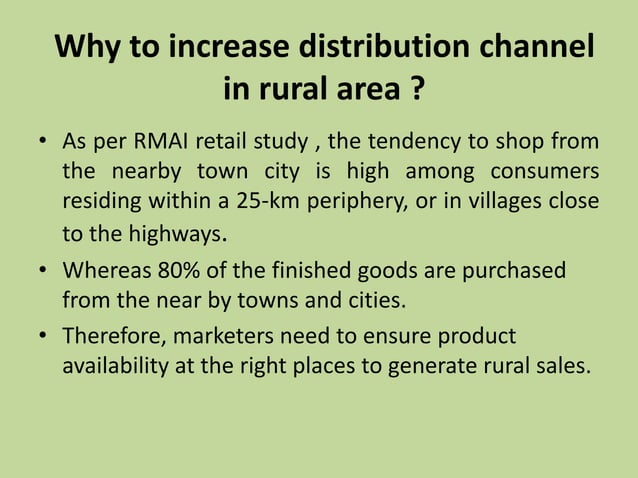Distribution channels in rural | PPTX | Agriculture | Industries