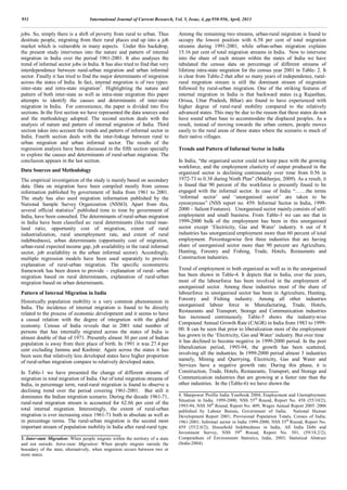 Rural urban migration and urban informal sector in india | PDF