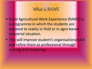 BCKV RAWE PROGRAMME(2019) GROUP-1 SLIDE PRESENTATION | PPTX