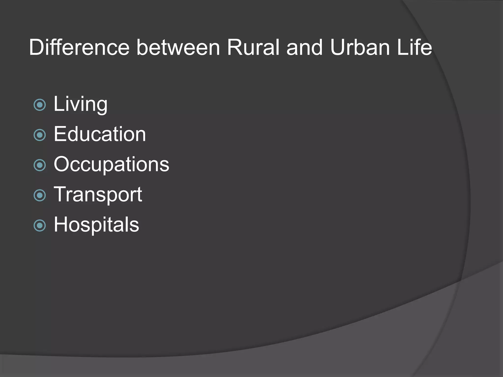 Difference between Rural and urban life | PPTX