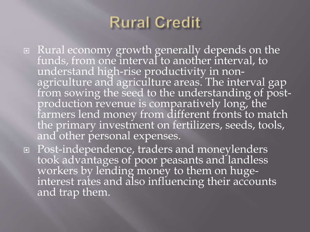 Rural credit | PPTX | Personal Loans | Personal Debt