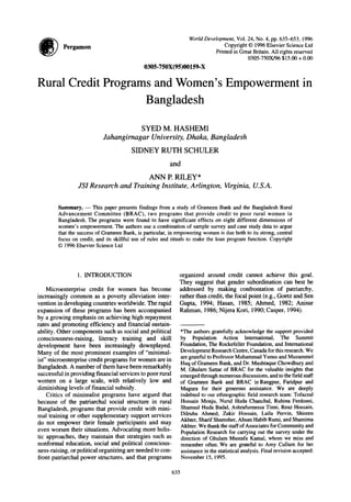 Rural credit programs and womens empowerment in bangladesh | PDF ...