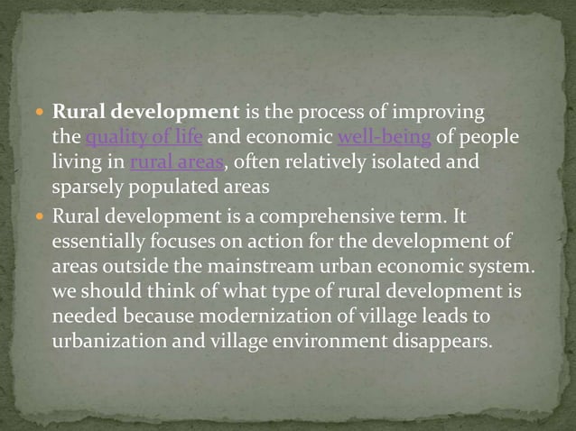 Rural development | PPTX | Agriculture | Industries