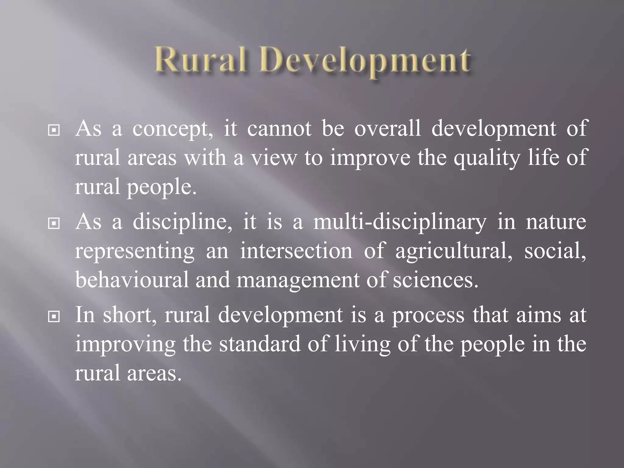 Rural Development Concept& Definitions | PPTX
