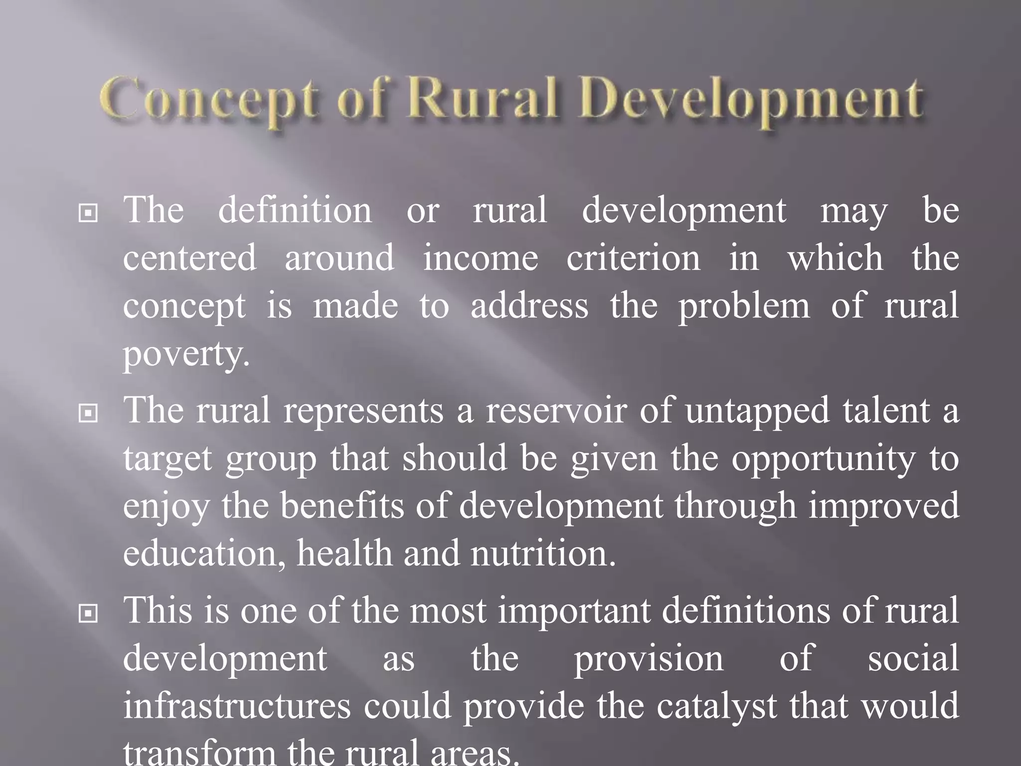 Rural Development Concept& Definitions | PPTX