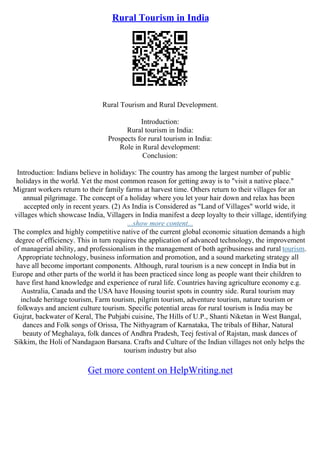 Rural Development Essay | PDF