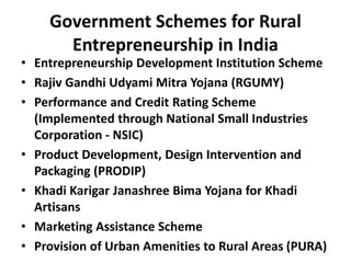 Rural development in india through entrepreneurship | PPTX