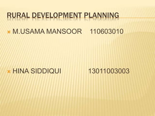 Rural development planning | PPTX