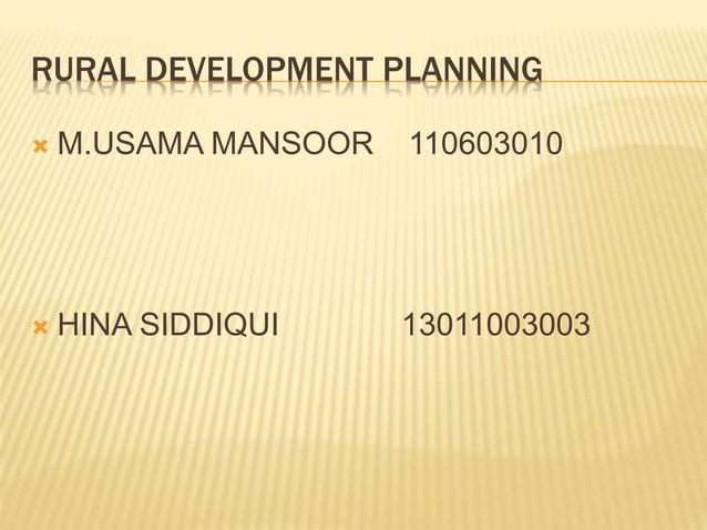 Rural development planning | PPTX