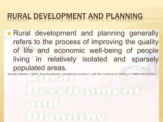 Rural development planning | PPTX