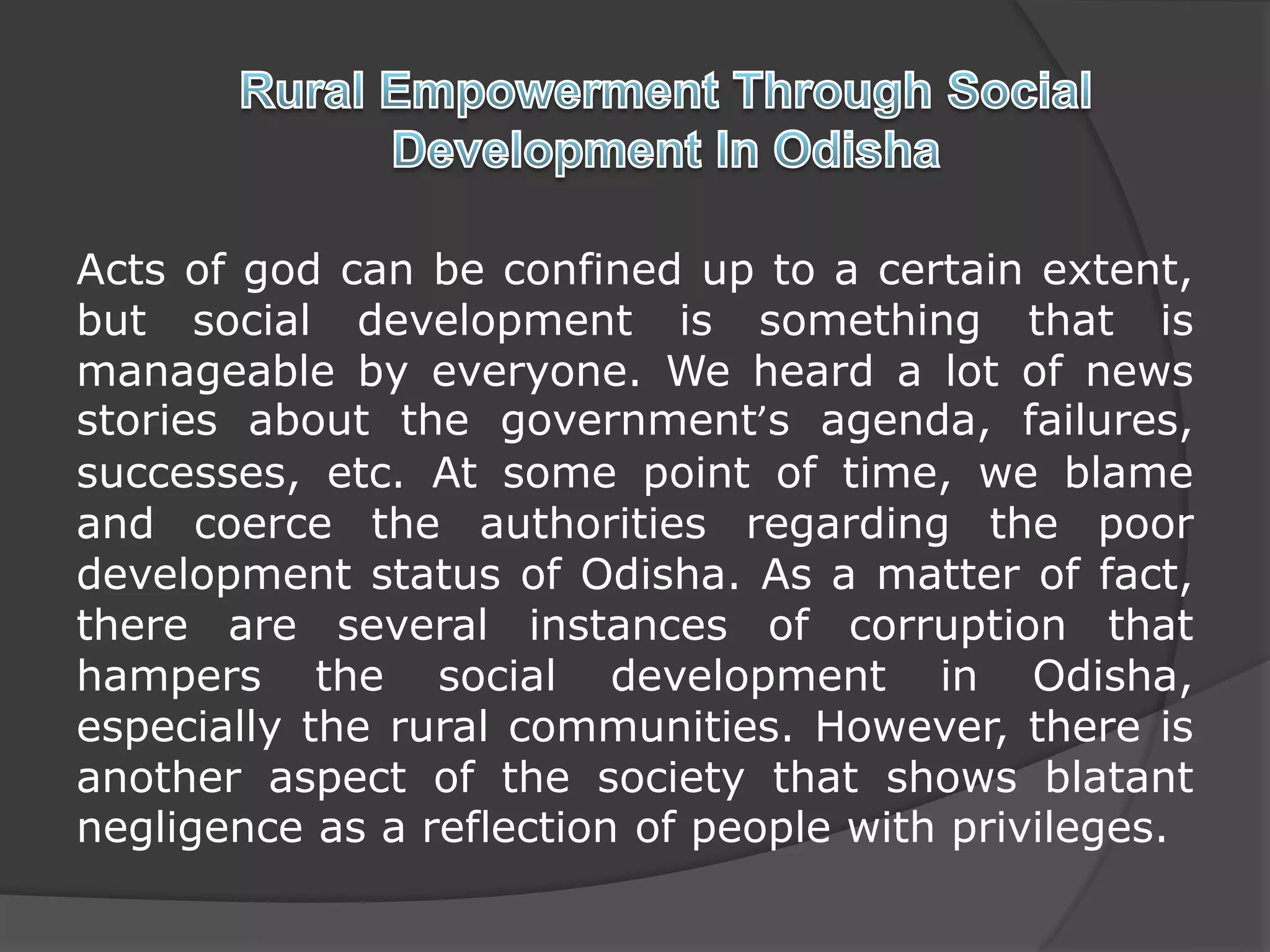 Rural development programmes in odisha | PPTX