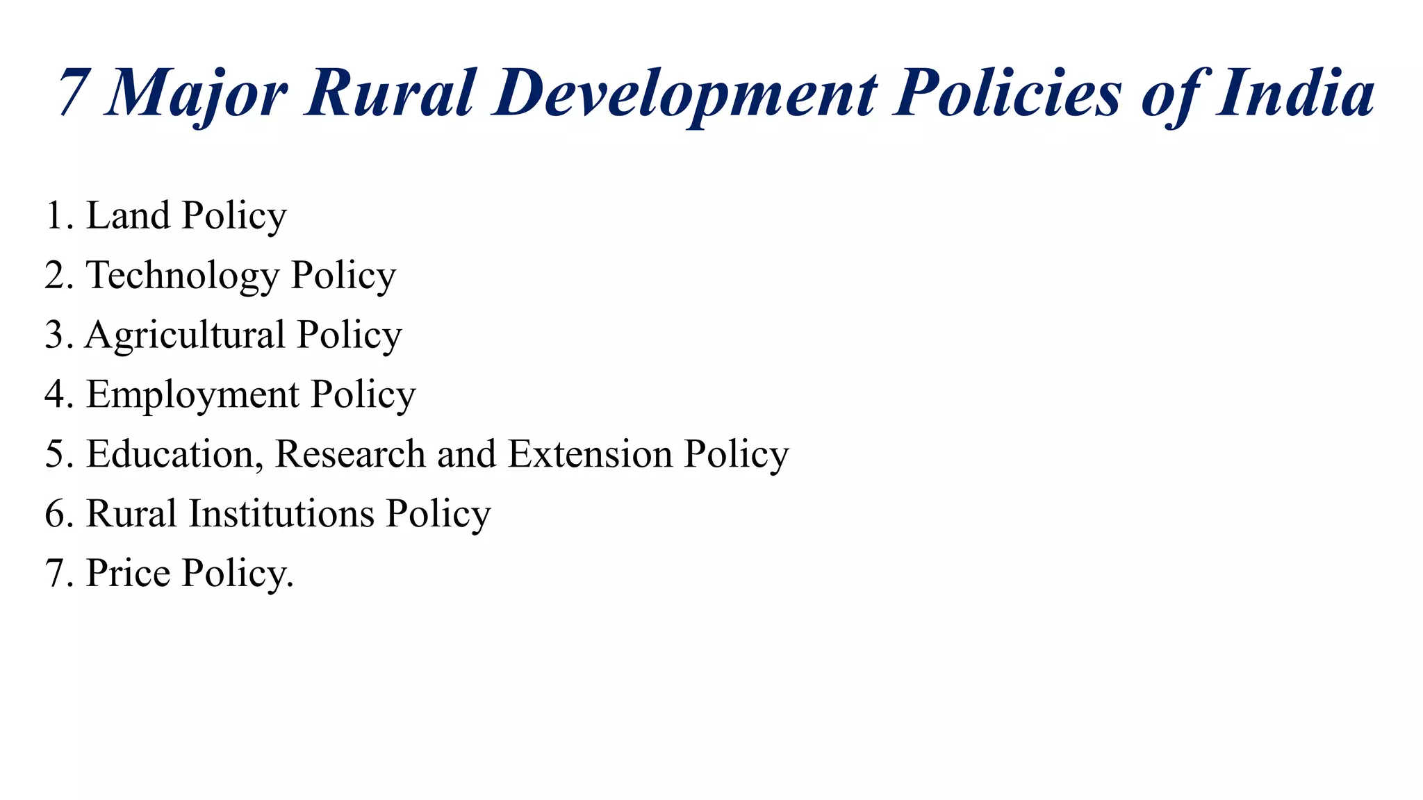 Rural development, Rural development Policies and Strategies. | PPTX