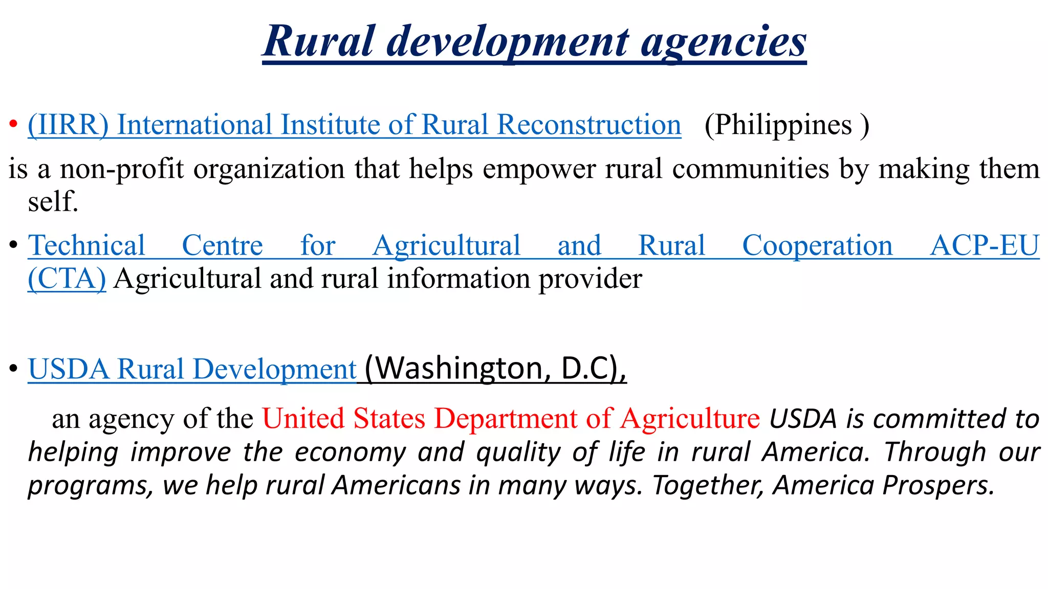 Rural development, Rural development Policies and Strategies. | PPTX