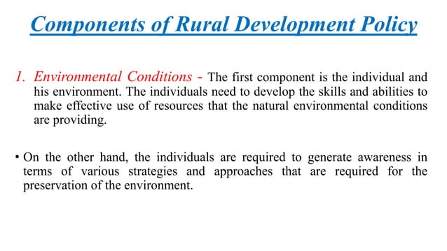Rural development, Rural development Policies and Strategies. | PPTX