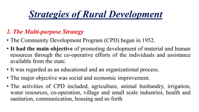Rural development, Rural development Policies and Strategies. | PPTX