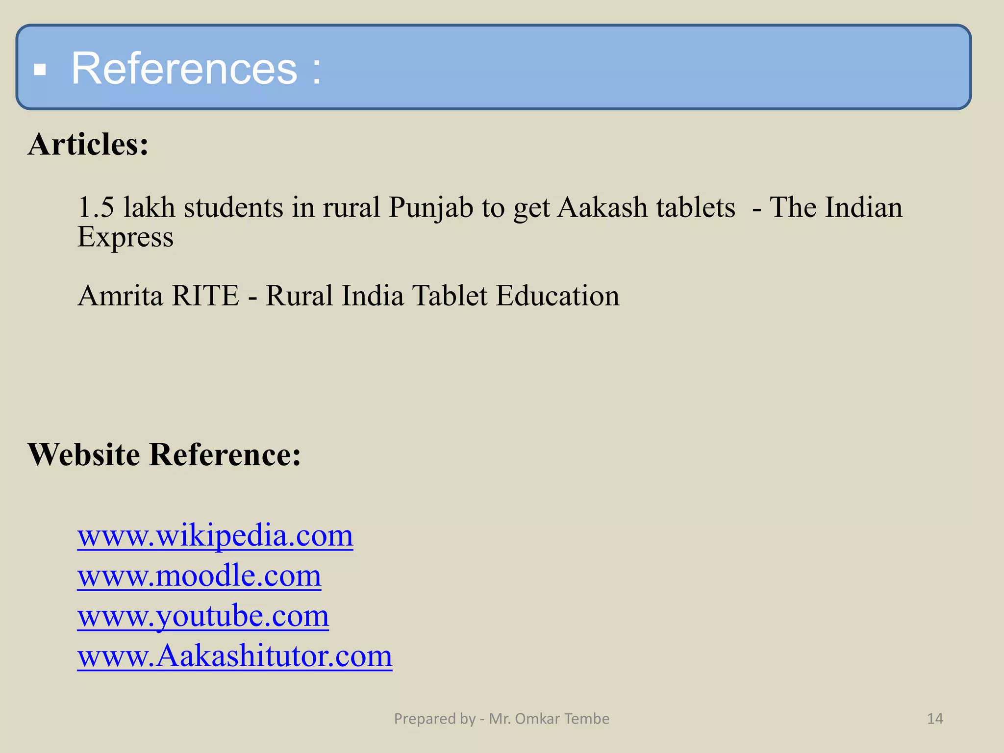 Rural Education Using Akash Tablet | PPT