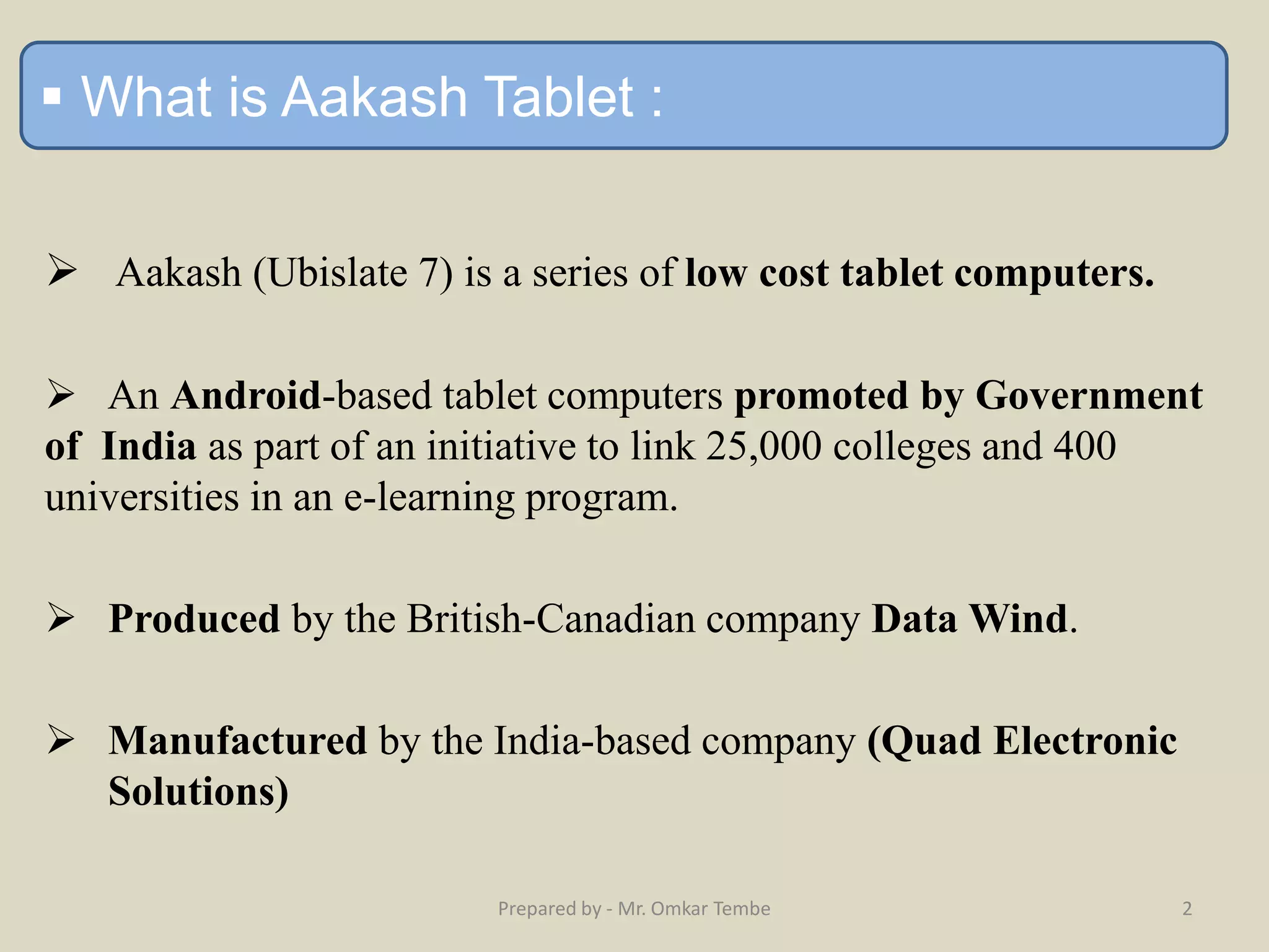 Rural Education Using Akash Tablet | PPT