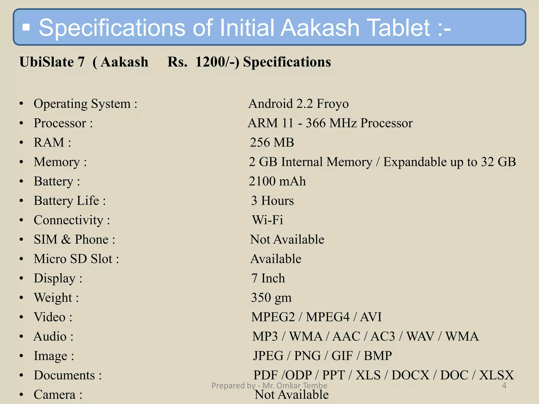 Rural Education Using Akash Tablet | PPT