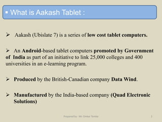 Rural Education Using Akash Tablet | PPT