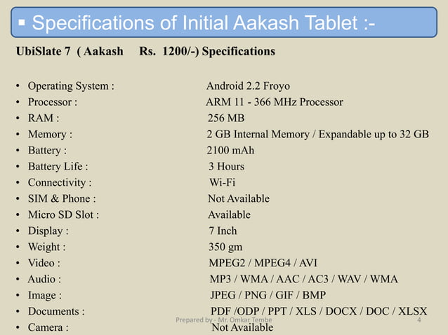 Rural Education Using Akash Tablet | PPT