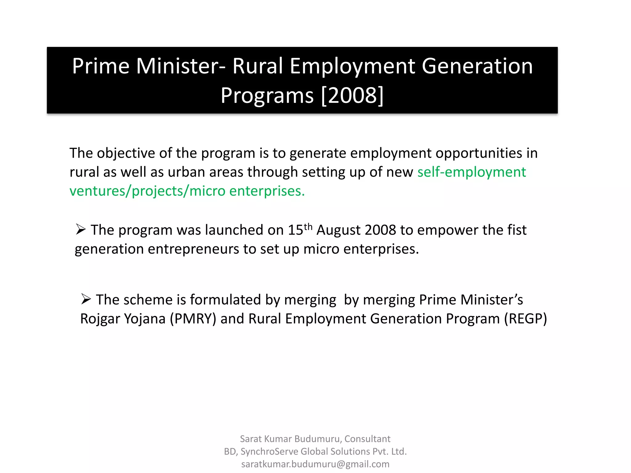 Rural entrepreneurship development programmes in india | PPTX