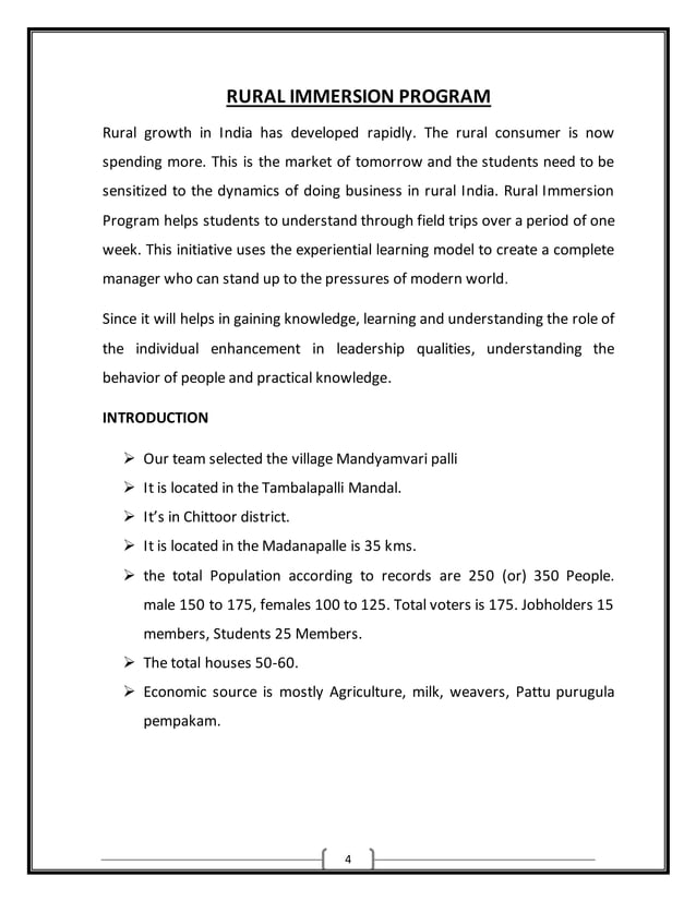 Rural immersion programe | DOCX