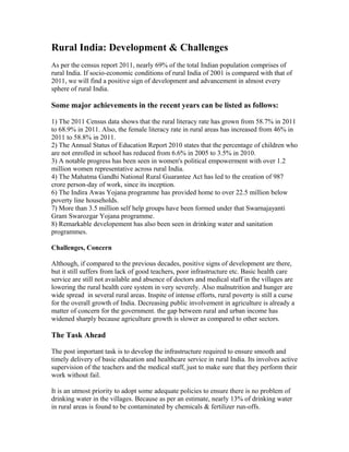 Rural india development & challenges by vvr ias | PDF