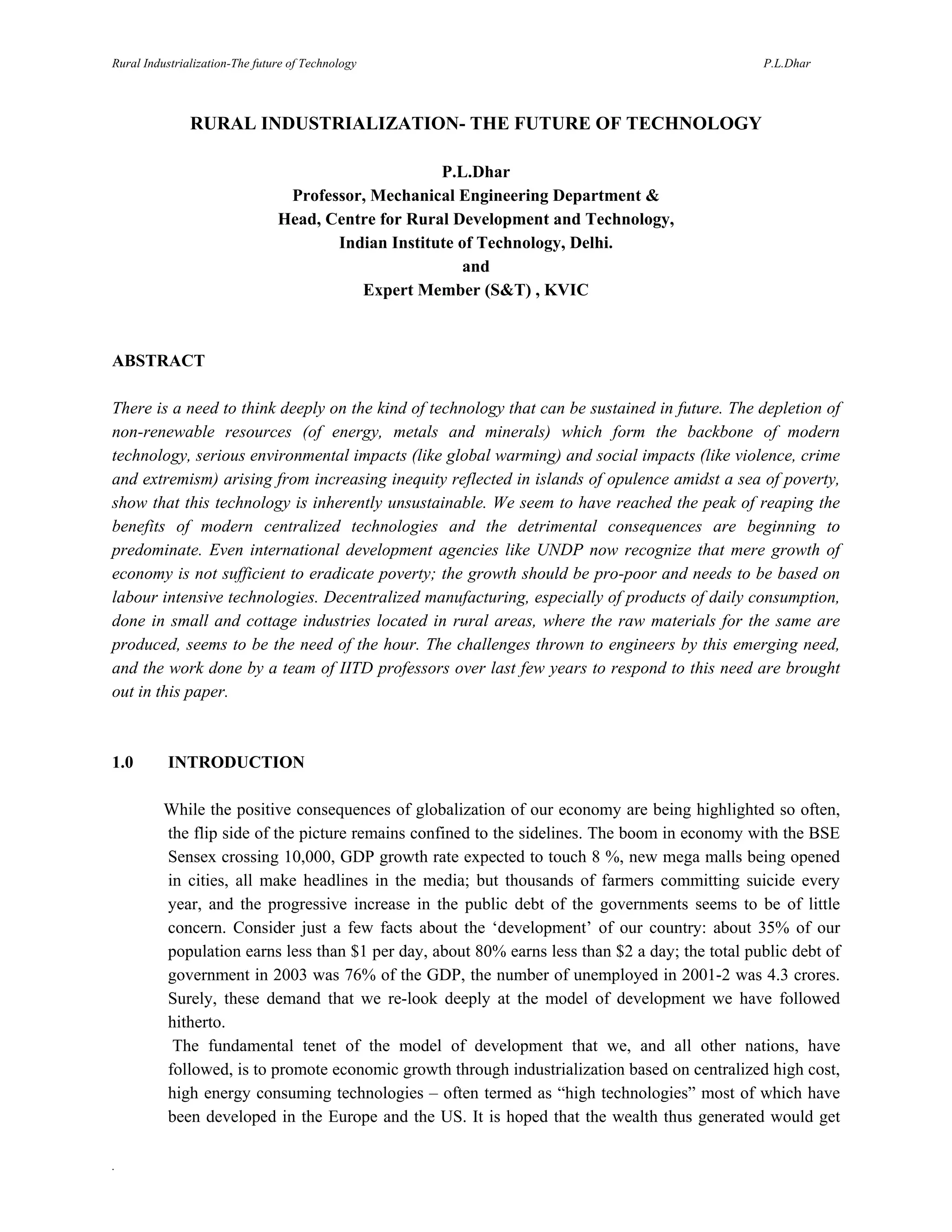 Rural industrialization | PDF