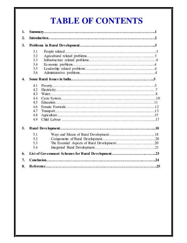 Rural issues and development