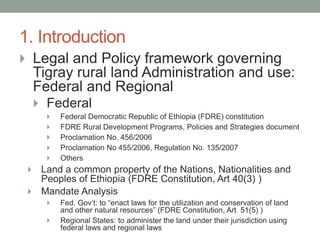 Assessment of LAW and Practice of Land Rights Transfer in Tigray | PPTX