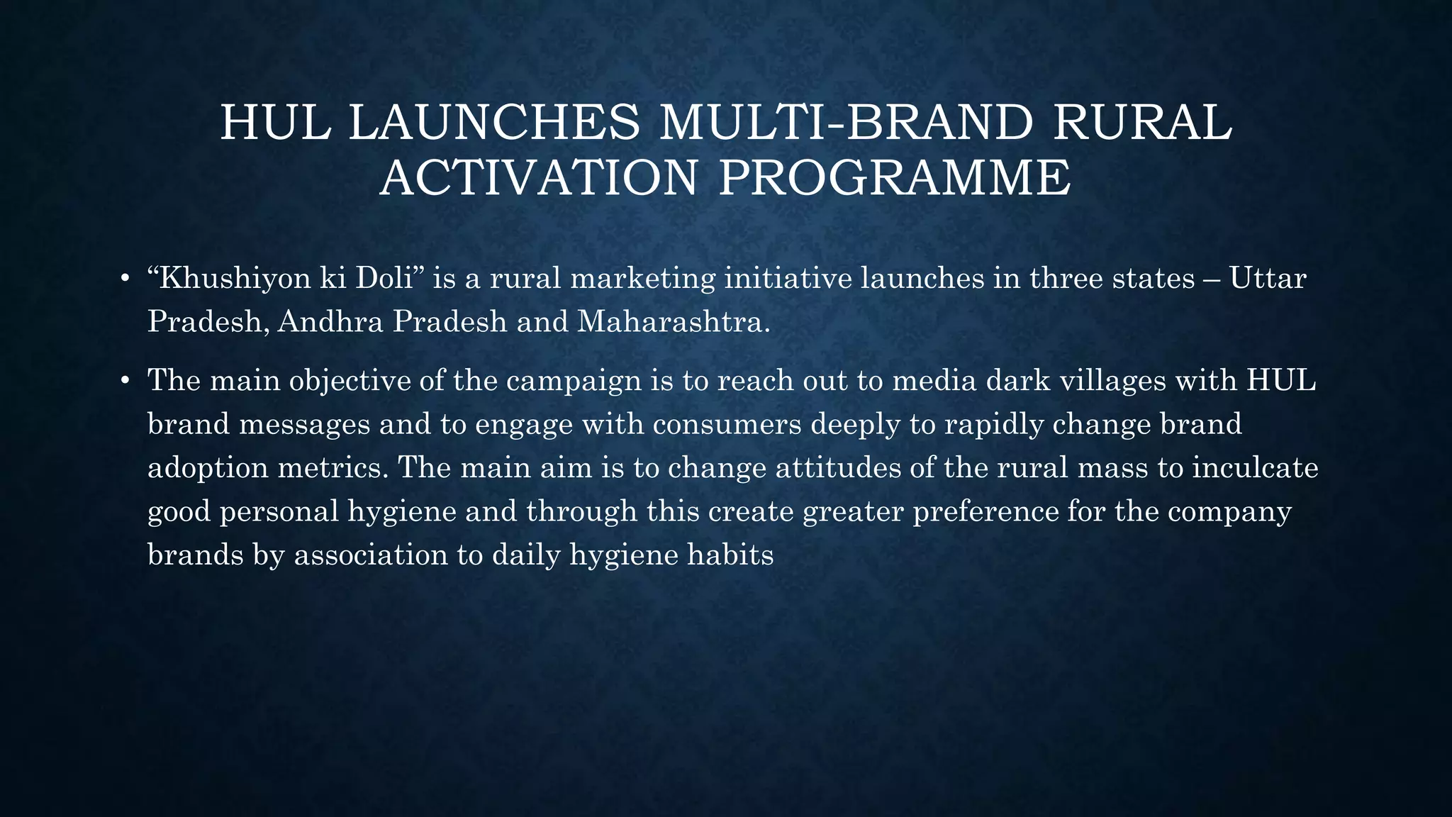 Rural marketing initiatives of hul | PPTX