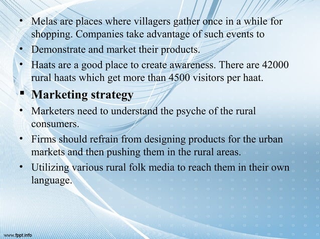 Rural marketing ppt | PPT | Agriculture | Industries
