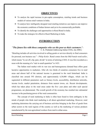Rural Retailing | PDF
