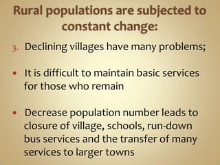 Rural settlement change and development in led cs | PPTX