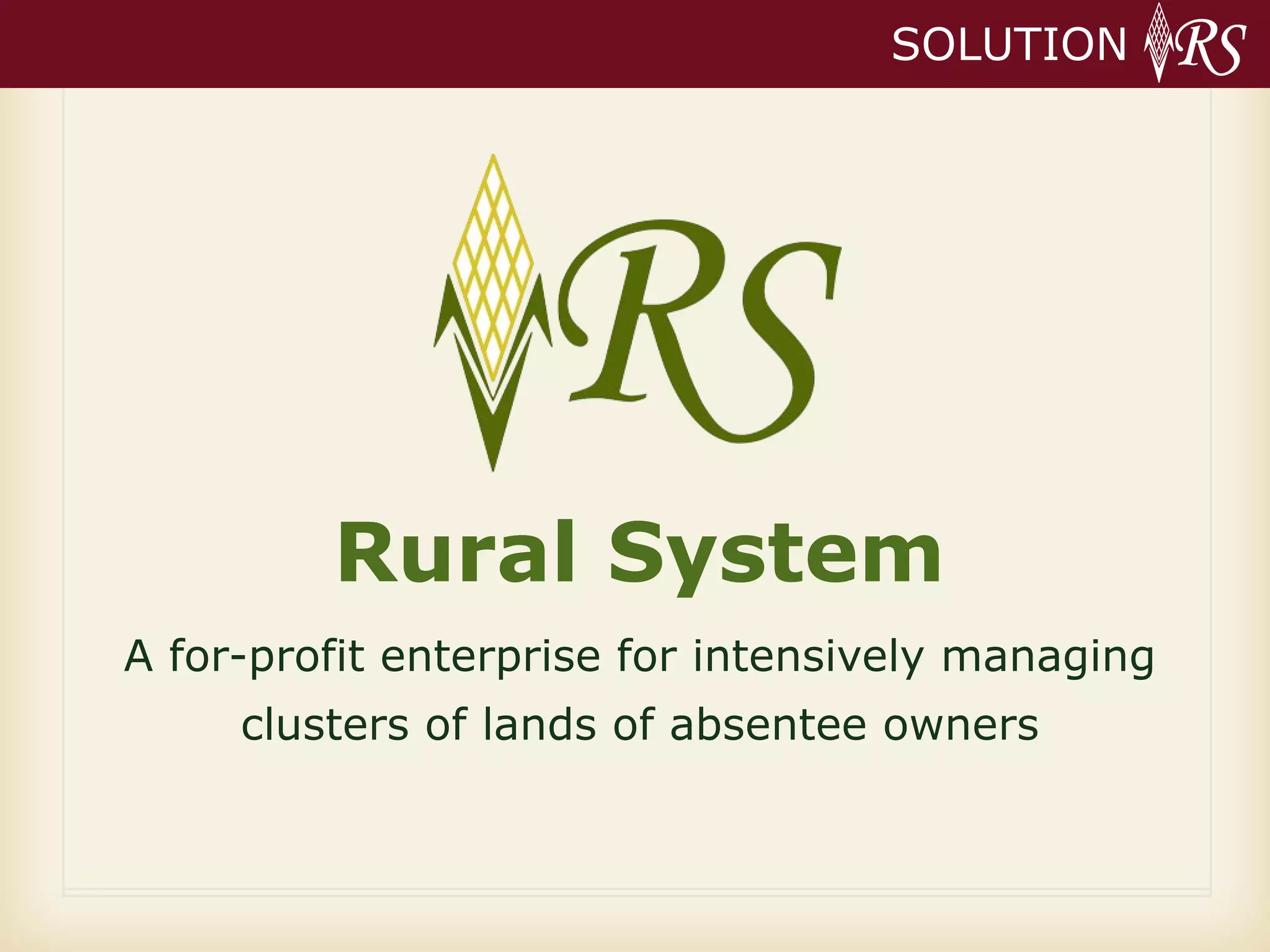 Rural System - Profitable, Optimized Land Management | PPT