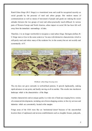 Rural urban fringe | Domestic Development | DOCX