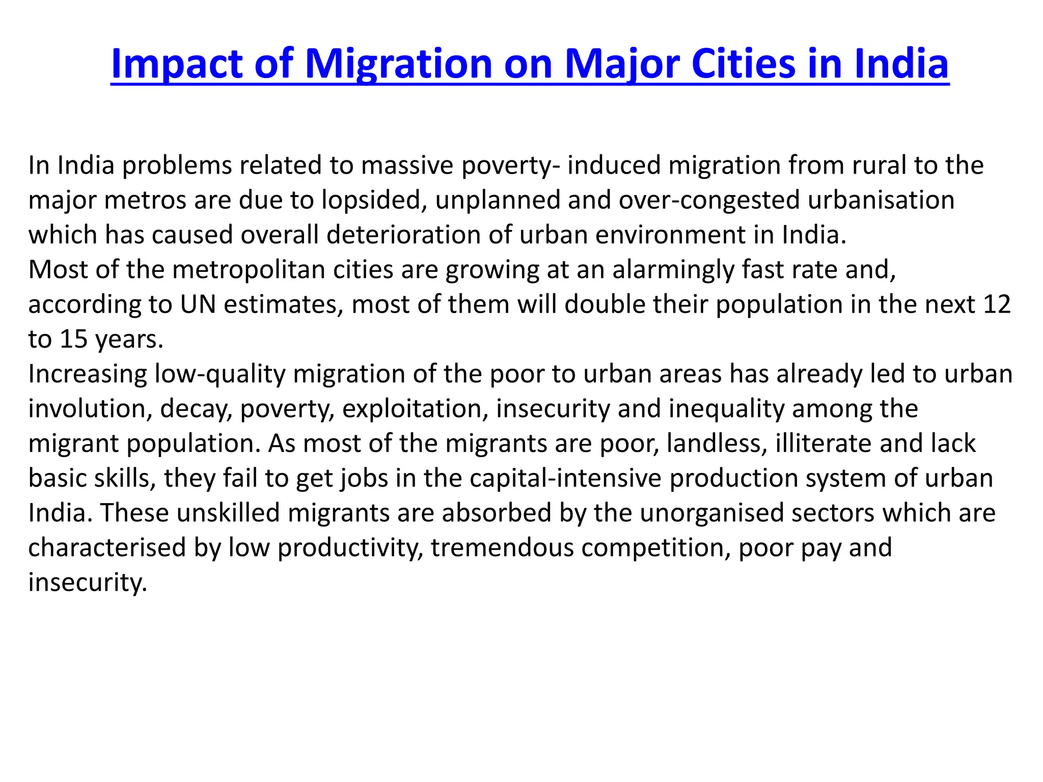 Rural urban migration | PPTX