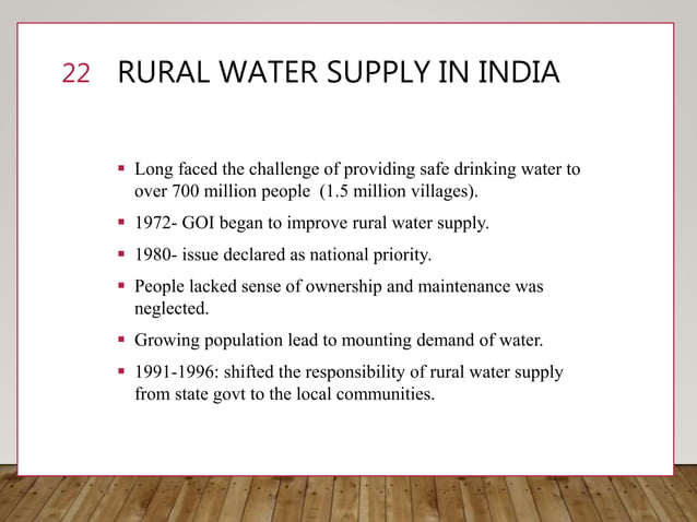 Rural water supply | PPTX | Agriculture | Industries